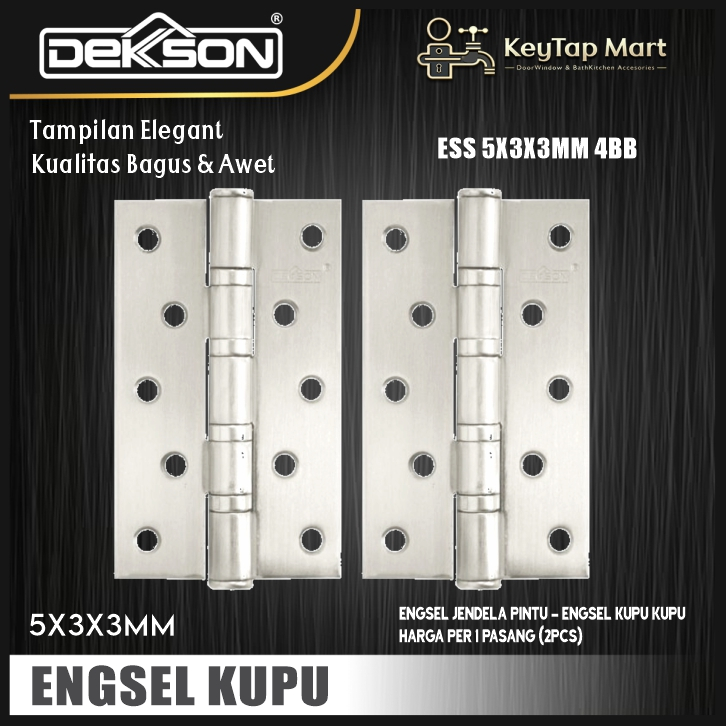 Jual Engsel Dekson Dekkson Iron 5X3X3MM 4BB SN Engsel Pintu Engsel Jendela - KEYTAP MART ...