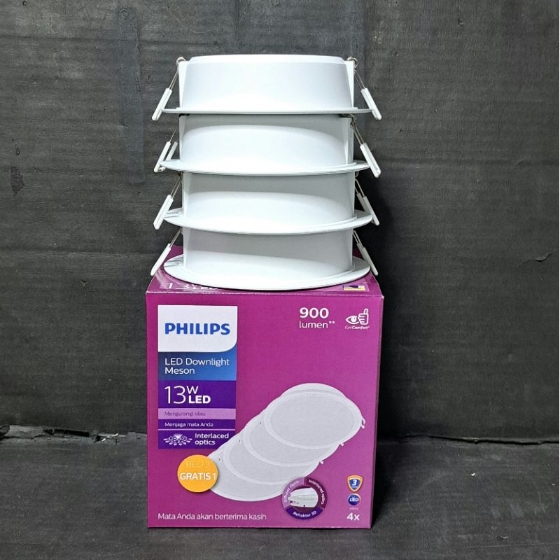 Jual Downlight panel led 13W Meson pack paket 3 gratis 1 Philips | Shopee Indonesia