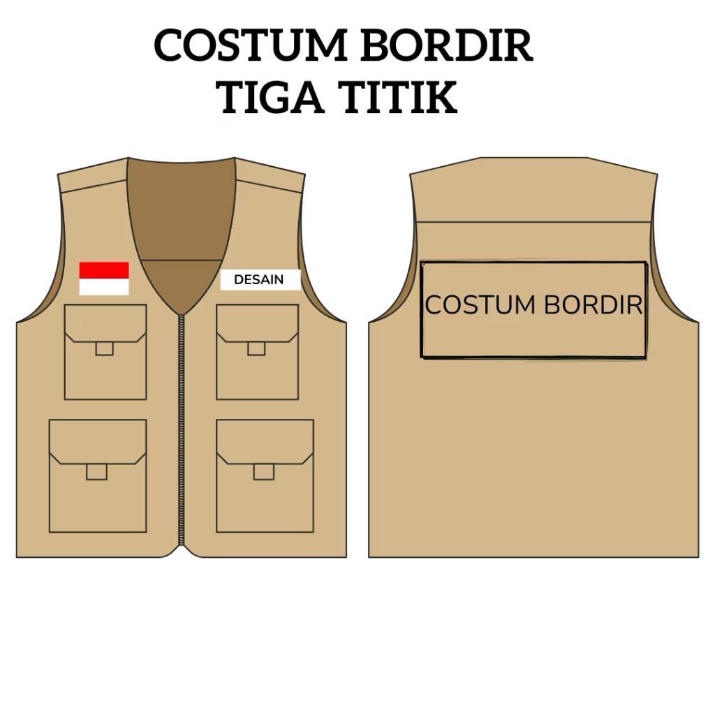 Jual Rompi Dewasa Bordir TULISAN Instansi KKN/Rompi lapangan/Vest ...