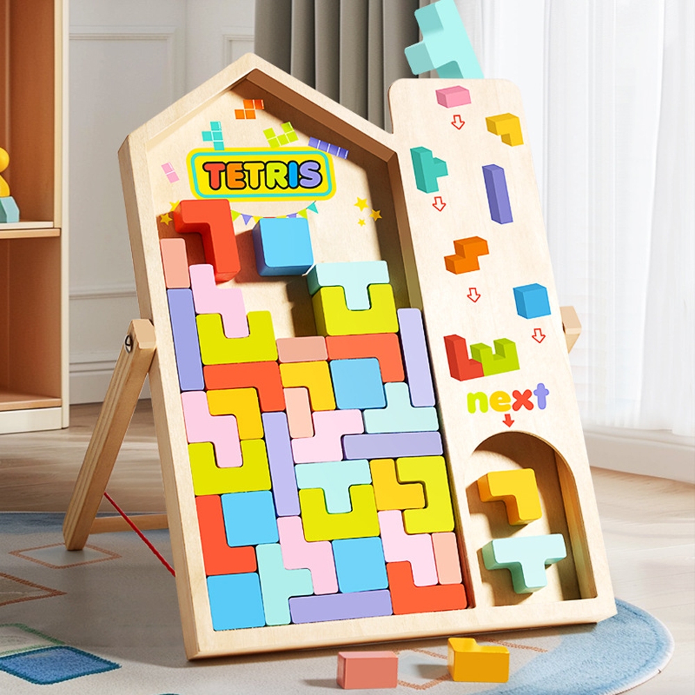 Jual Tetris Wooden Standing Building Puzzle 3D Blocks Mainan Tetris ...