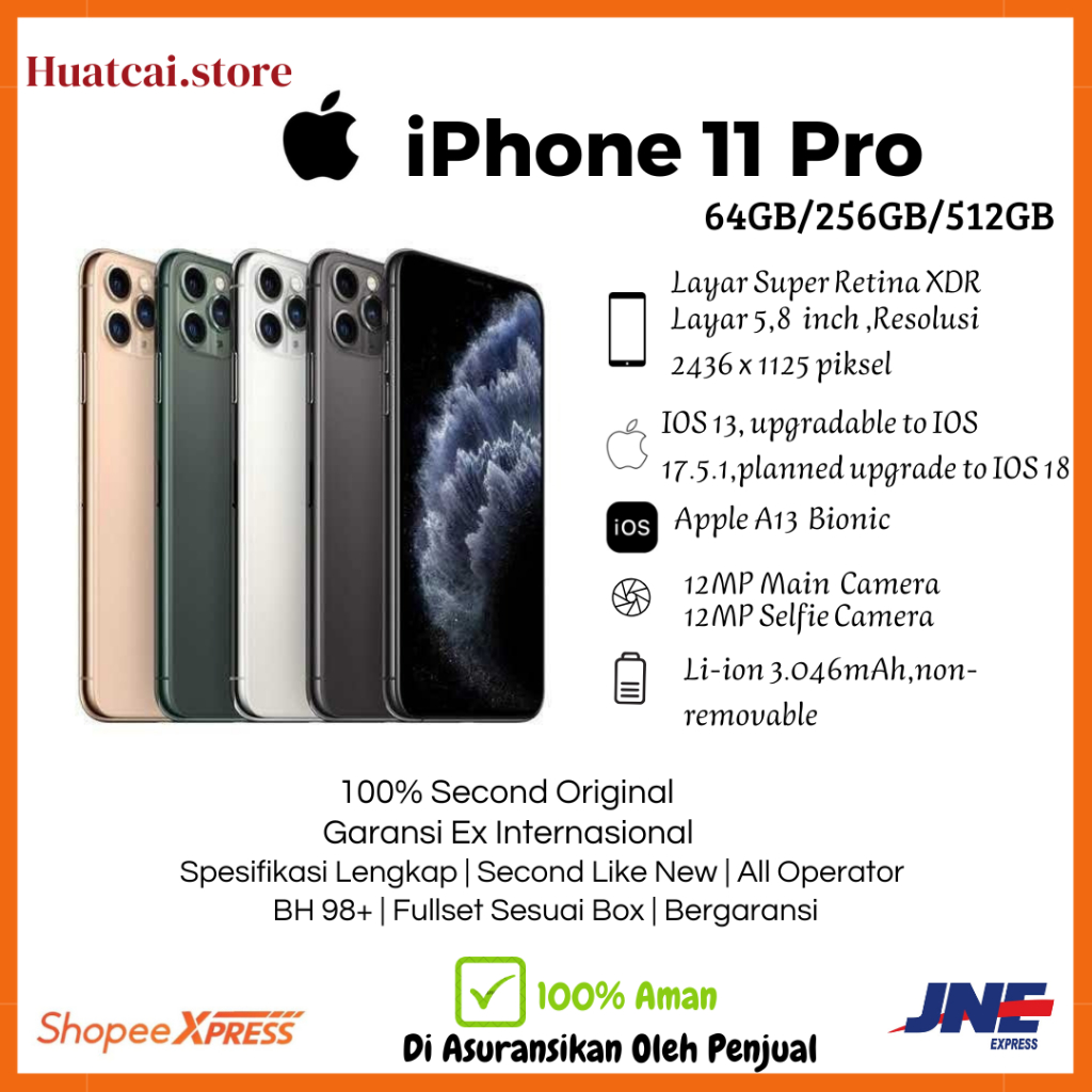 Jual iPhone 11 Pro 64GB/256GB SECOND FULLSET BERGARANSI TERPERCAYA | Shopee Indonesia