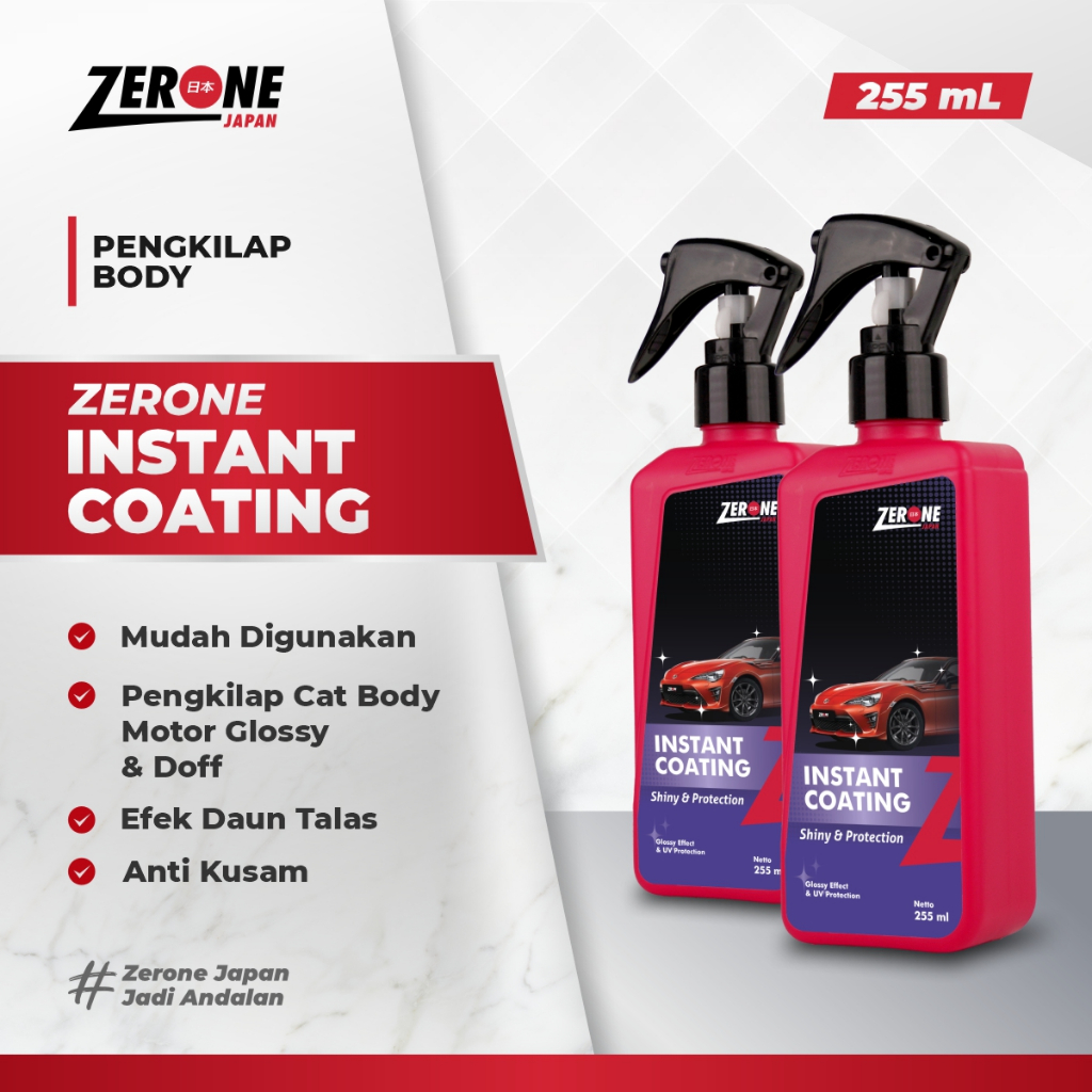 Jual PAKET 2 BOTOL - Pengkilap Body Motor & Mobil Zerone Instant Coating Ceramic Mobil Efek Daun ...