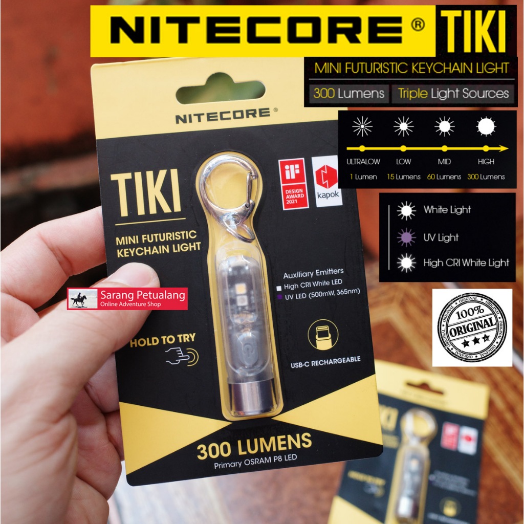 Jual Nitecore Tiki Mini Futuristic Keychain Light LED 300 Lumen ...