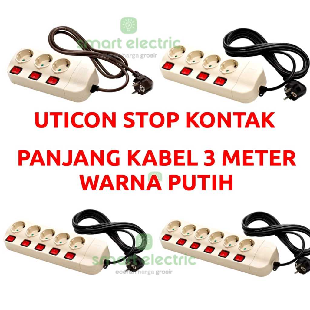 Jual Uticon Stop Kontak Arde Kabel 3 Mtr Saklar On Off Terminal ...