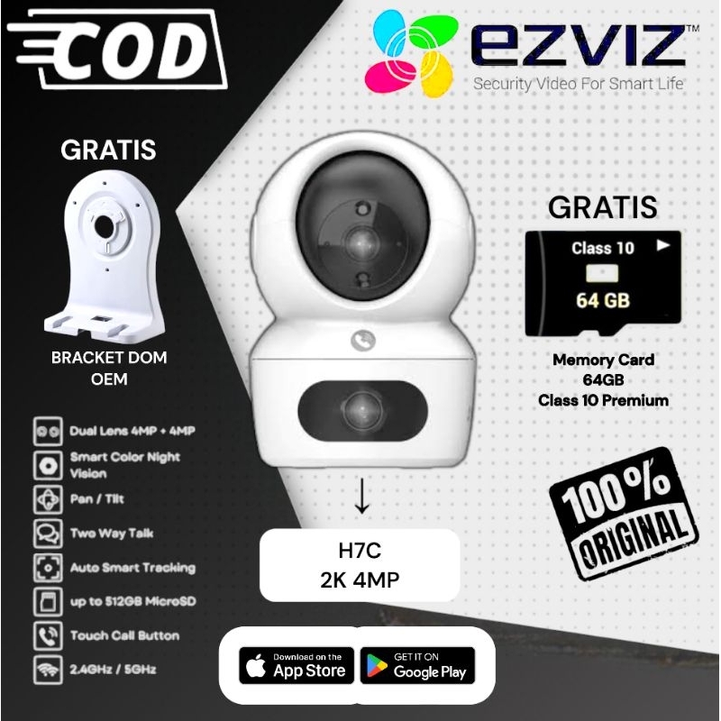 Jual EZVIZ H7C 4MP + 4MP 2K DUAL LENS PAN & TILT WIFI IP CAMERA INDOOR ...