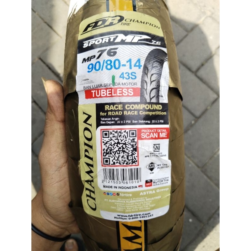 Jual Ban fdr champion sport mp 76 90/80-14. 43S race compound for road ...