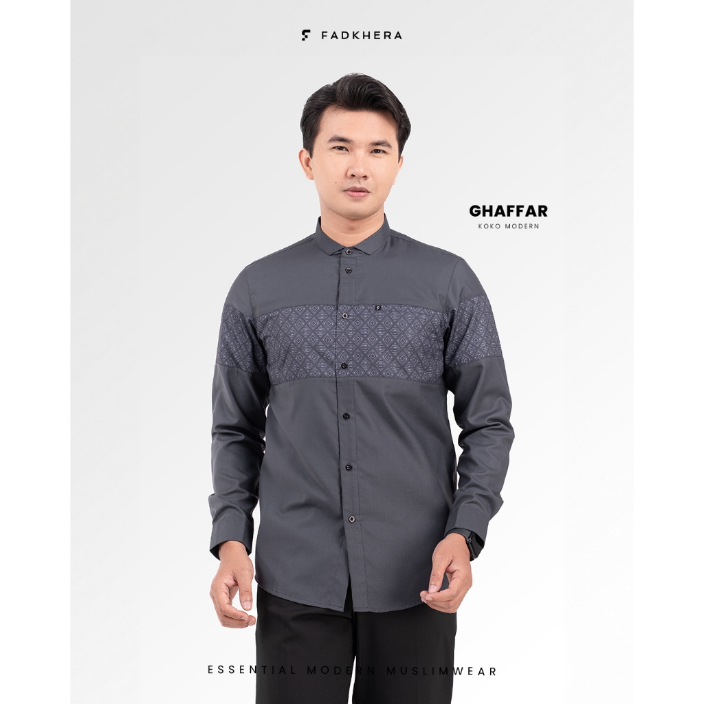 Jual COD! Baju Koko Pria Modern GHAFFAR - FADKHERA | Kemeja Premium Lengan Panjang Pendek ...