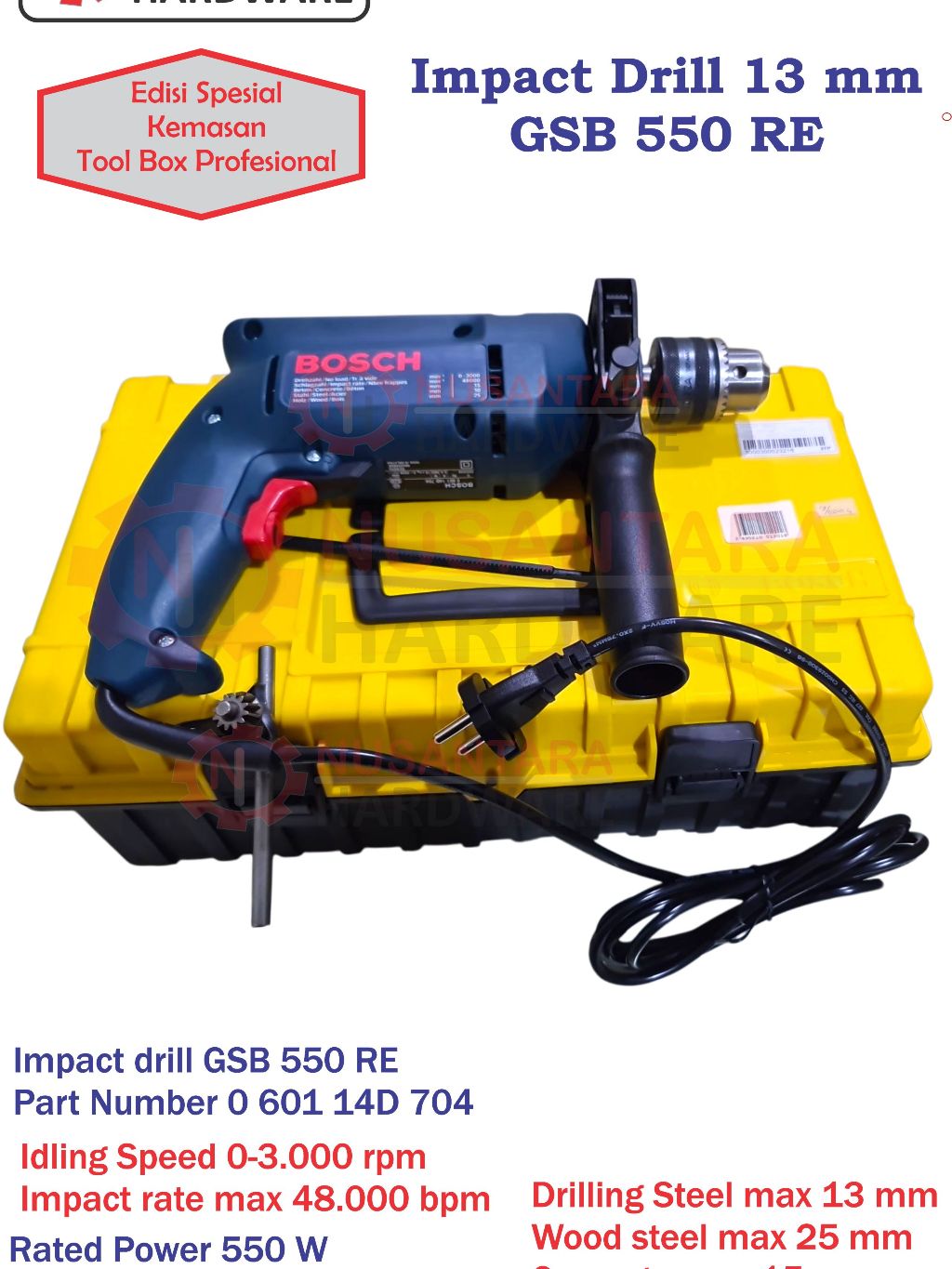 Jual Bosch Impact Drill GSB 550 re 13 mm, mesin bor 13 mm merk bosch ...