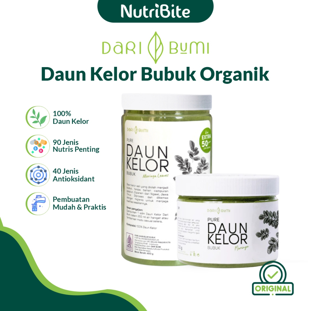 Jual NUTRIBITE Daun Kelor Bubuk Moringa Dari Bumi Original Premium Pure Organic | Shopee Indonesia