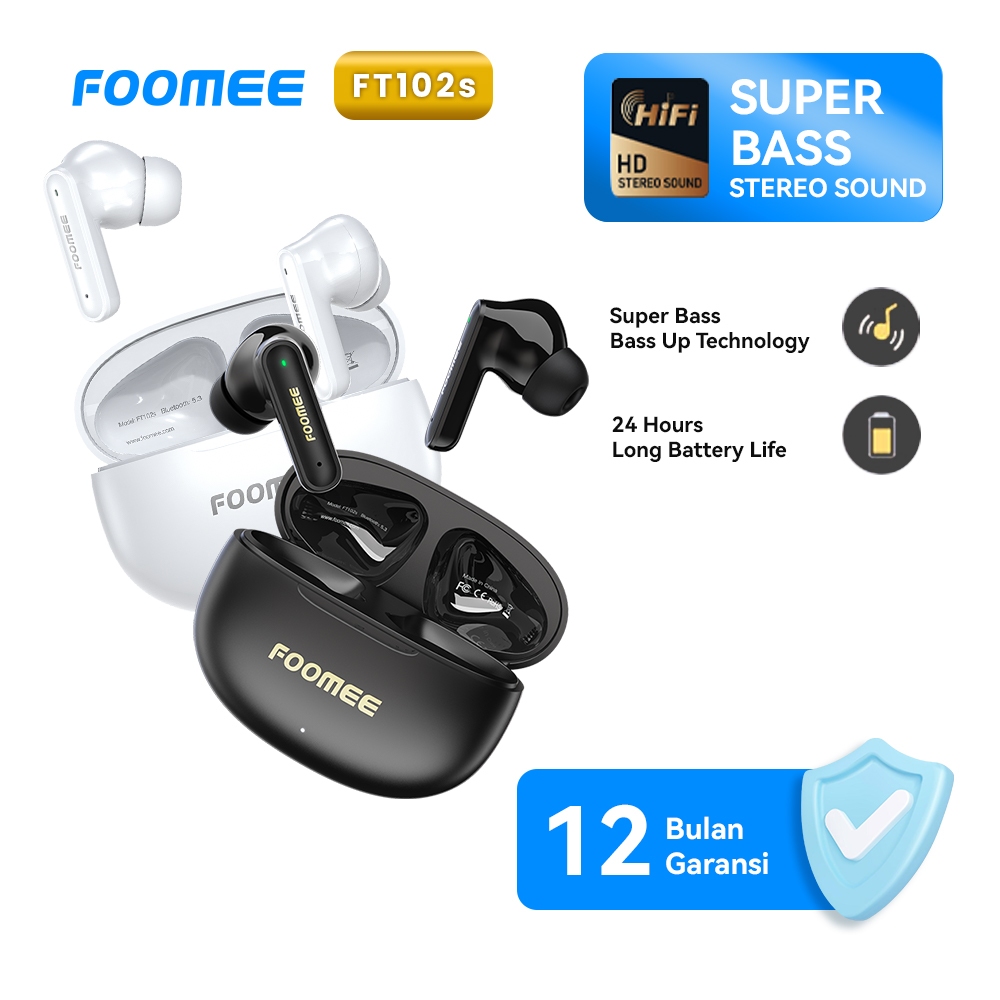 Jual [NEW DESIGN] FOOMEE FT102s Earphone Bluetooth 5.3 Super Bass TWS ...