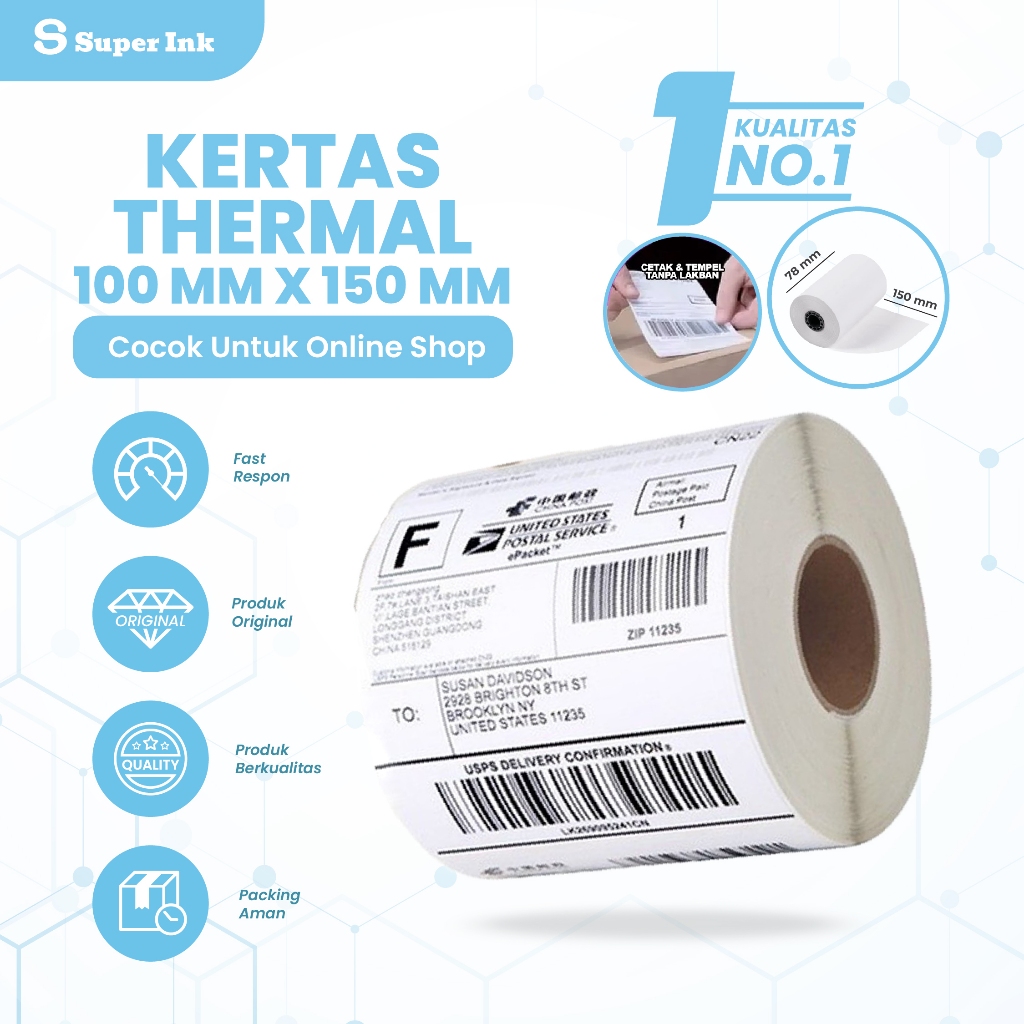 Jual Kertas Label Barcode 100 X 150 Kertas Stiker Thermal 100x150 mm ...