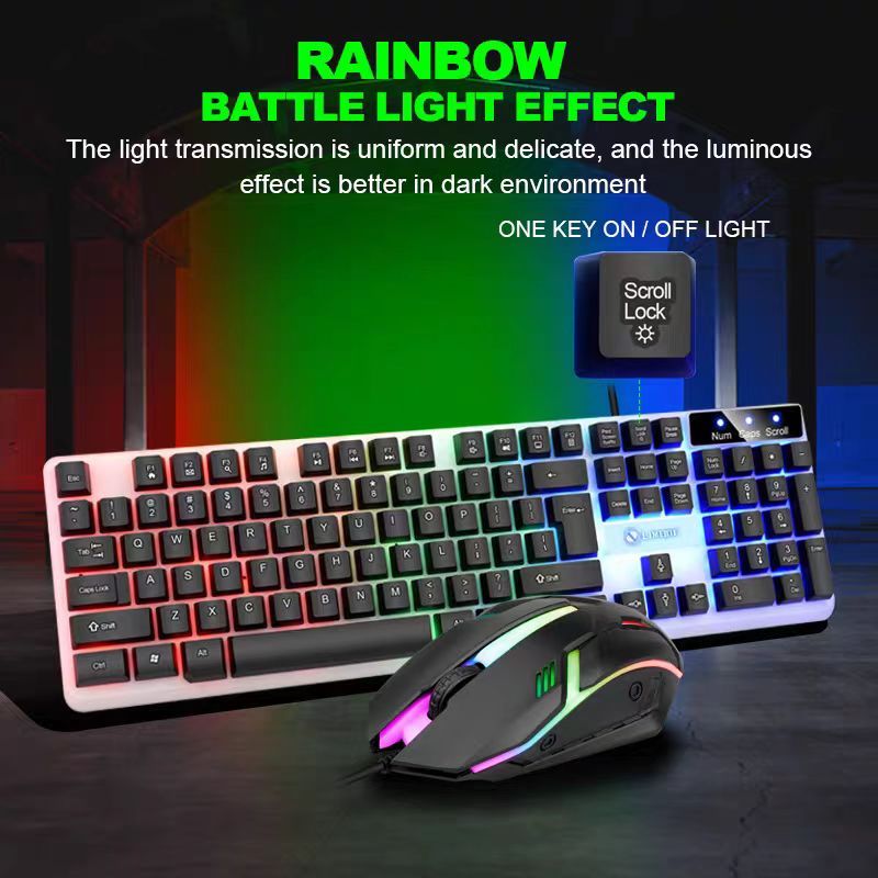 Jual HUWEI_PC Kombo Keyboard dan Mouse Gaming dengan Lampu RGB Cahaya ...