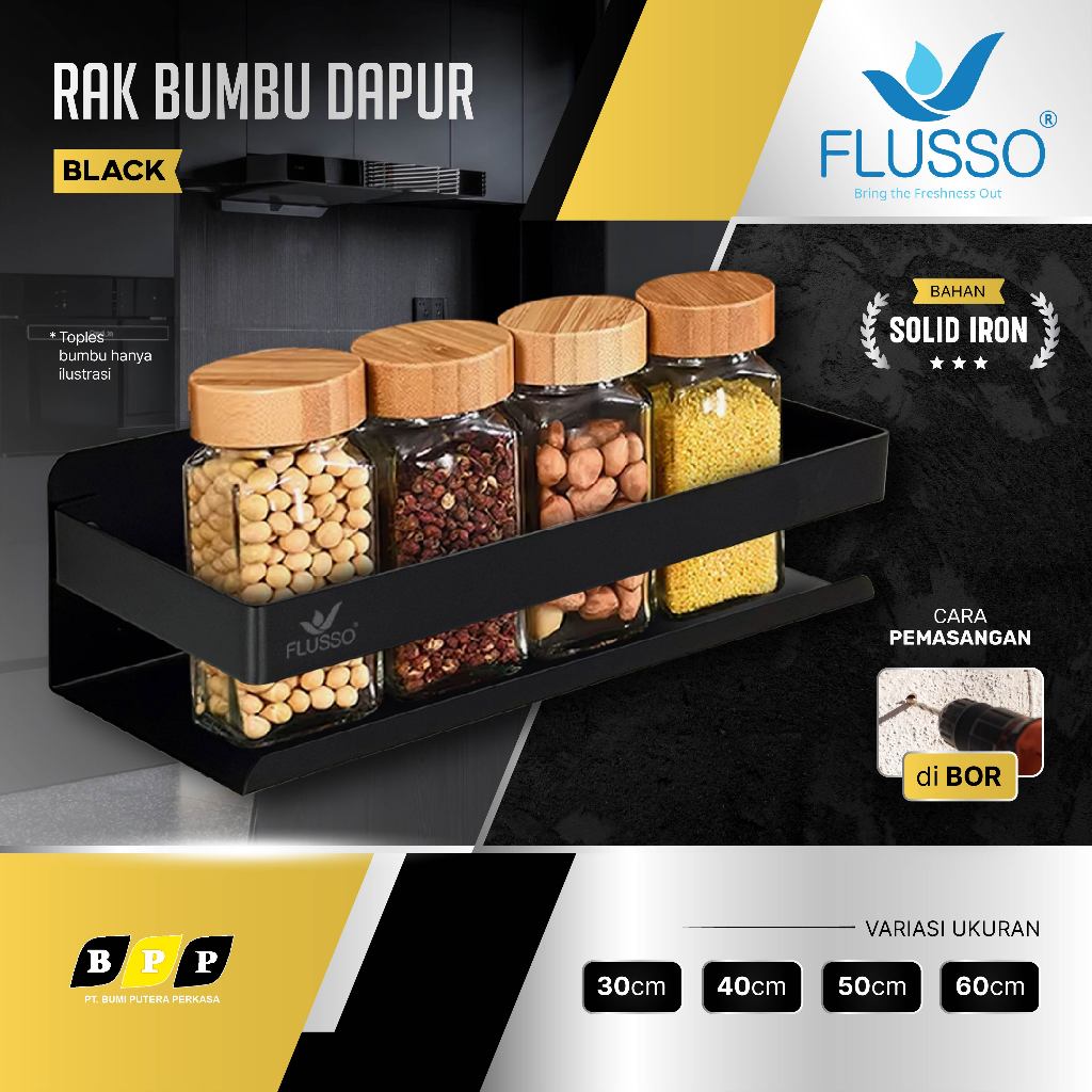 Jual FLUSSO Rak Tempat Bumbu Dapur Dinding Stainless | Rak Gantung ...