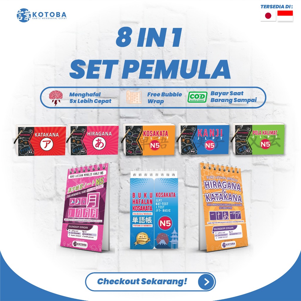 Jual SLM7 PAKET FLASHCARD LENGKAP PEMULA Bahasa Jepang Hiragana Katakana JLPT N5 | Shopee Indonesia