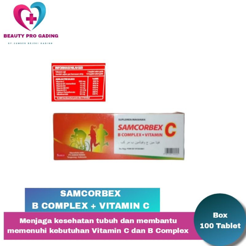 Jual Samcorbex B Complex + Vitamin C | 100 Tablet | Box - Multivitamin ...