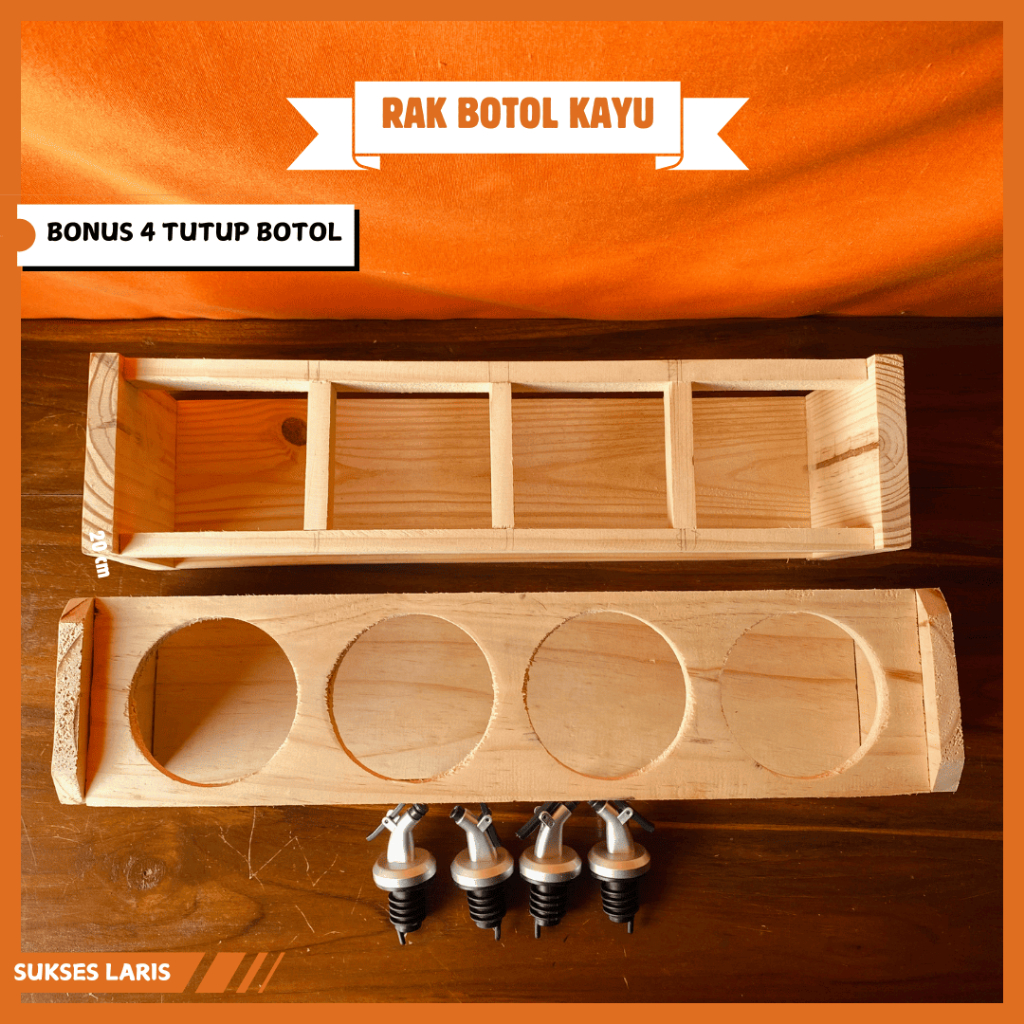 Jual TEMPAT BOTOL SIRUP BONUS TUTUP BOTOL | RAK BOTOL | RAK BOTOL KAYU ...