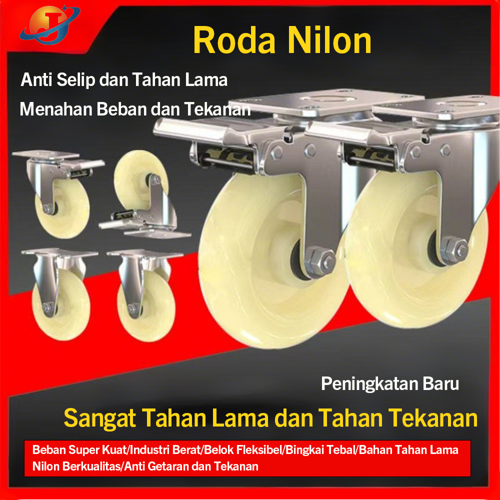 Jual Roda Nylon Putih Berkualitas Tinggi | Roda Tetap/Putar/Dengan Rem ...