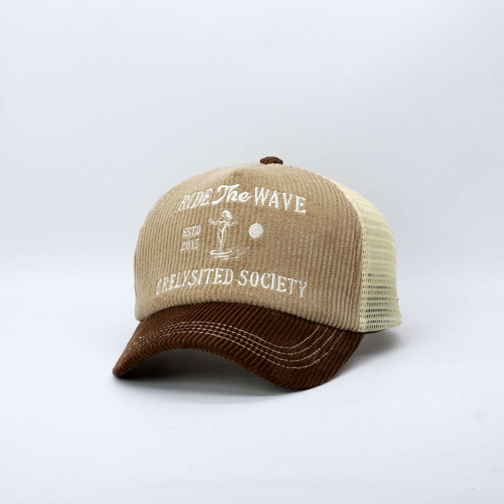 Jual TOPI TRUCKER LIDAH PENDEK WARNA CREAM MIX BROWN BAHAN CORDUROY ...