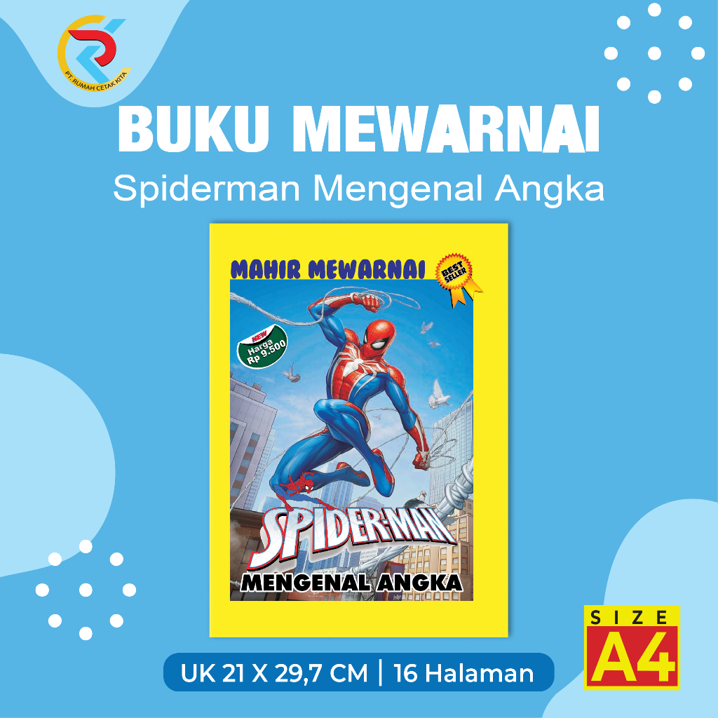 Jual Buku mewarnai anak seri 2 "SPIDERMAN : MENGENAL ANGKA". Ukuran A4 ...