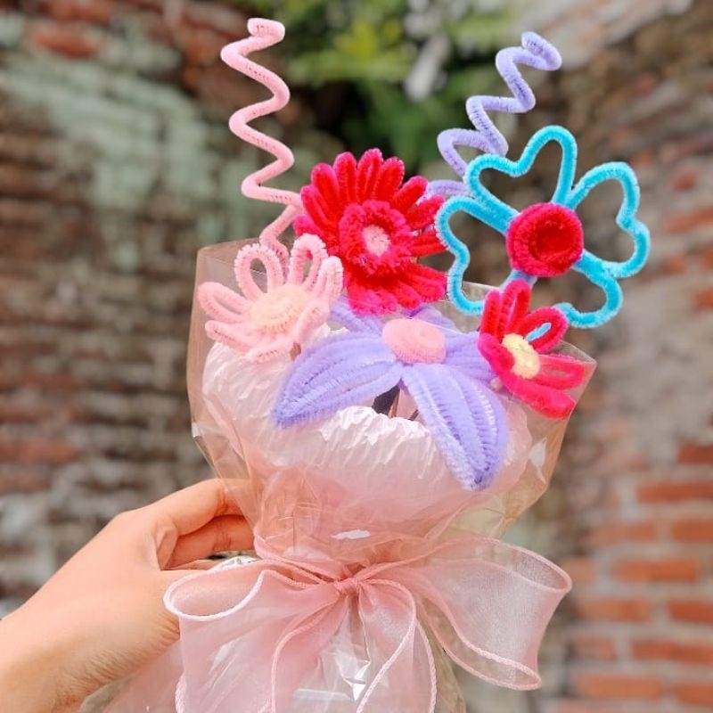 Jual Round Buket Bunga Kawat Bulu Cantik dan Indah | Shopee Indonesia