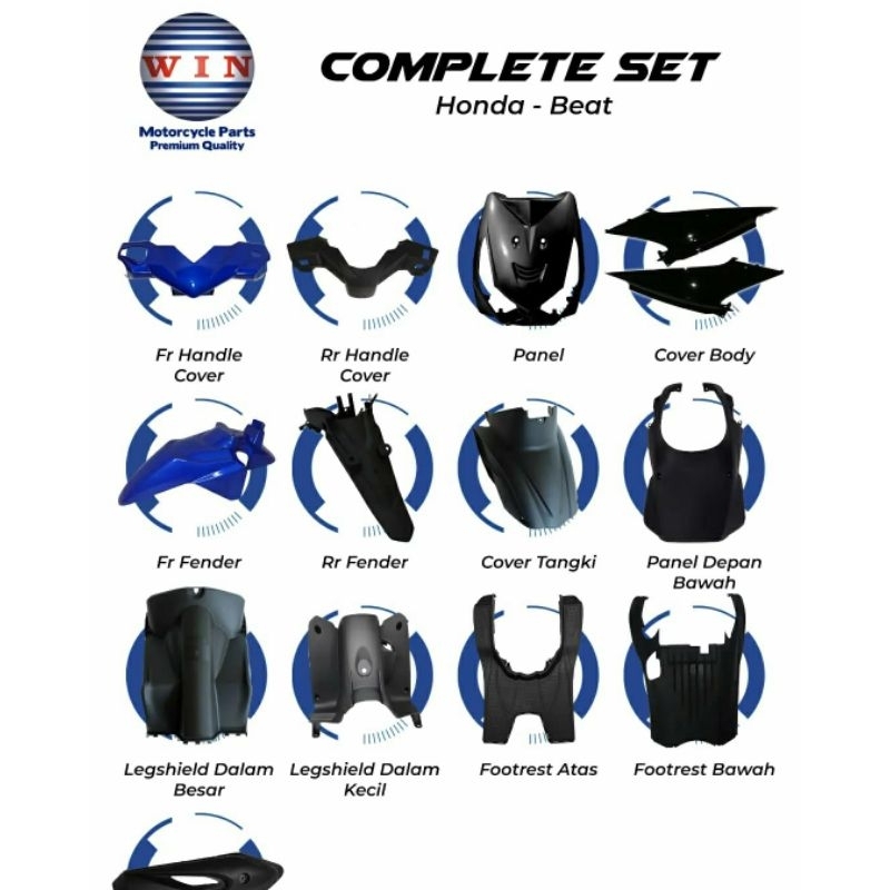 Jual COMPLETE SET BODY HALUS+KASAR BEAT KARBU SPAKBOR BAWAH HITAM (WIN ...