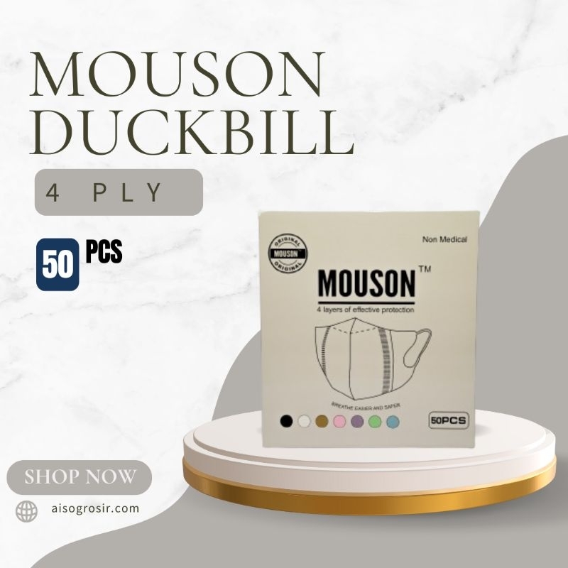 Jual Masker Duckbill Mouson 4 Ply Hitam Putih Isi 50 Pcs Tebal | Shopee ...