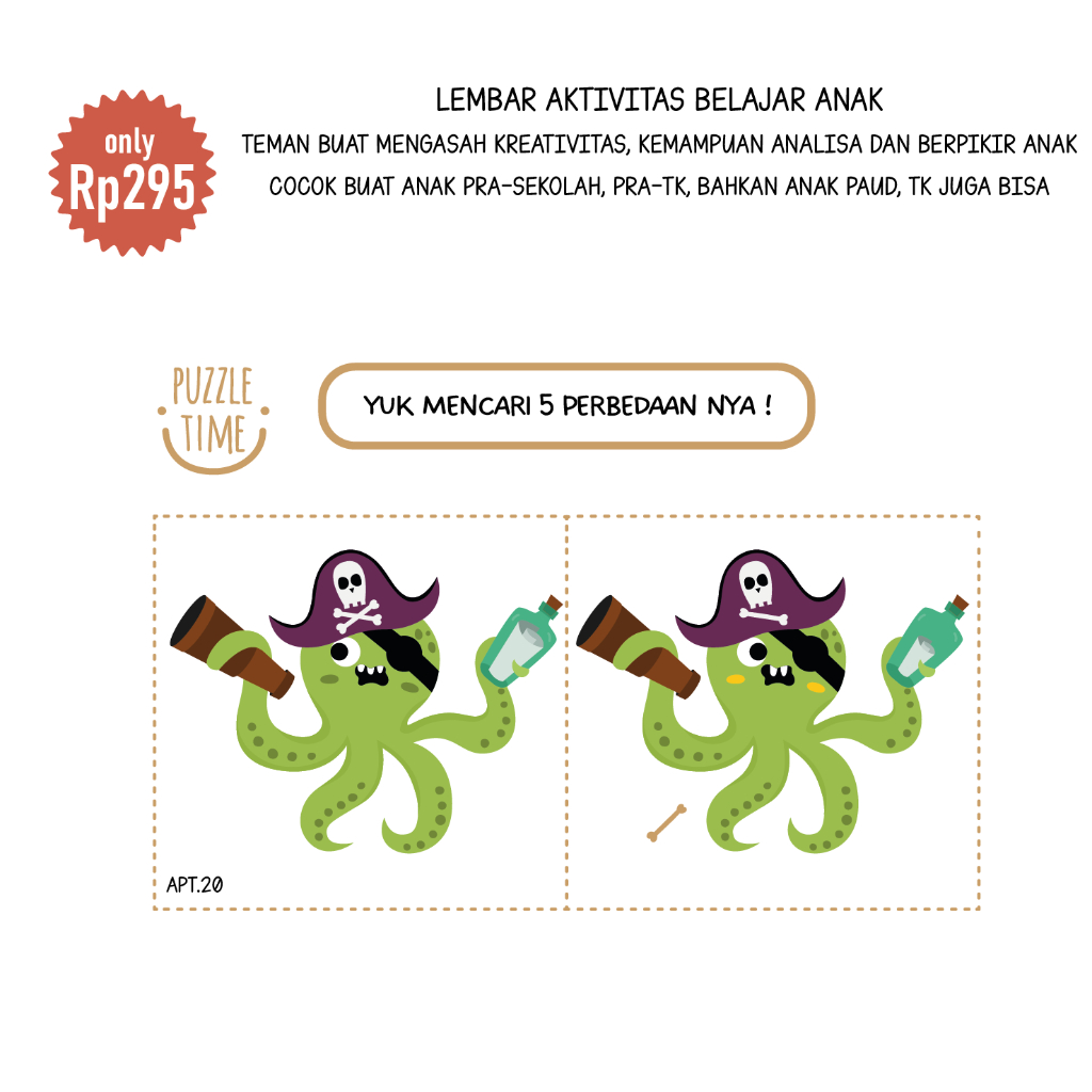 Jual ASHJENA Lembar aktivitas anak Mencari Perbedaan pra-KB Pra-PAUD ...