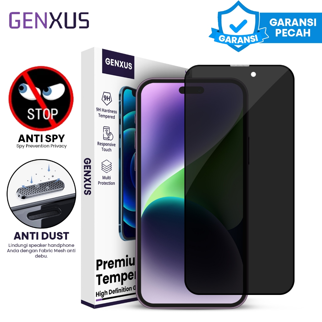 Jual Genxus Tempered Glass Anti Spy Screen Protector Full Cover for ...