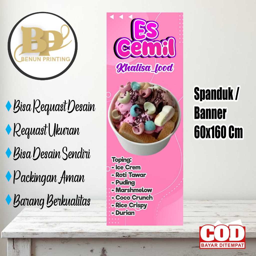 Jual Spanduk banner 60x160 Cm Es Cemil Bisa Request Desain.jpg | Shopee ...