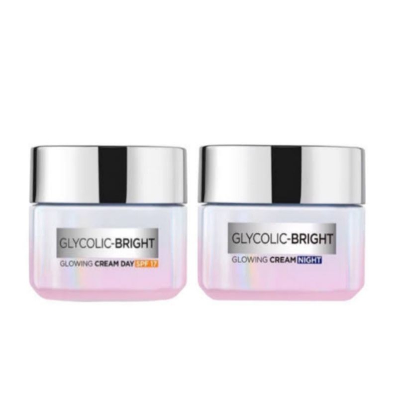 Jual L'oreal Paris Glycolid Acid Bright Day Cream SPF 17 & Night Cream ...