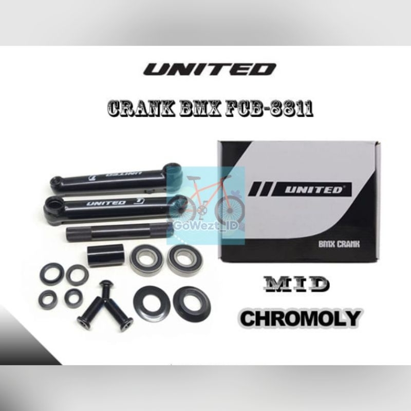 Jual Crank Set Sepeda BMX United BB MID Chromoly FCB-8811 Hitam | High ...