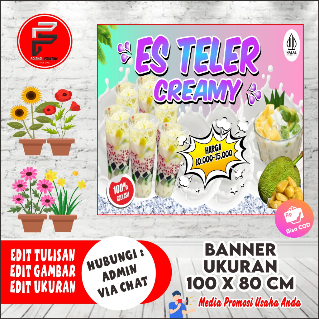 Jual Spanduk Banner Es Teler Ukuran 1 x 1 meter | Shopee Indonesia