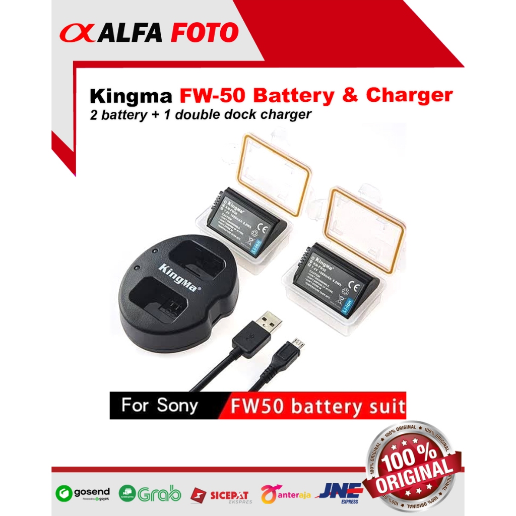 Jual Paket baterai dan charger kingma np - fw50 untuk sony a5000 a6000 ...