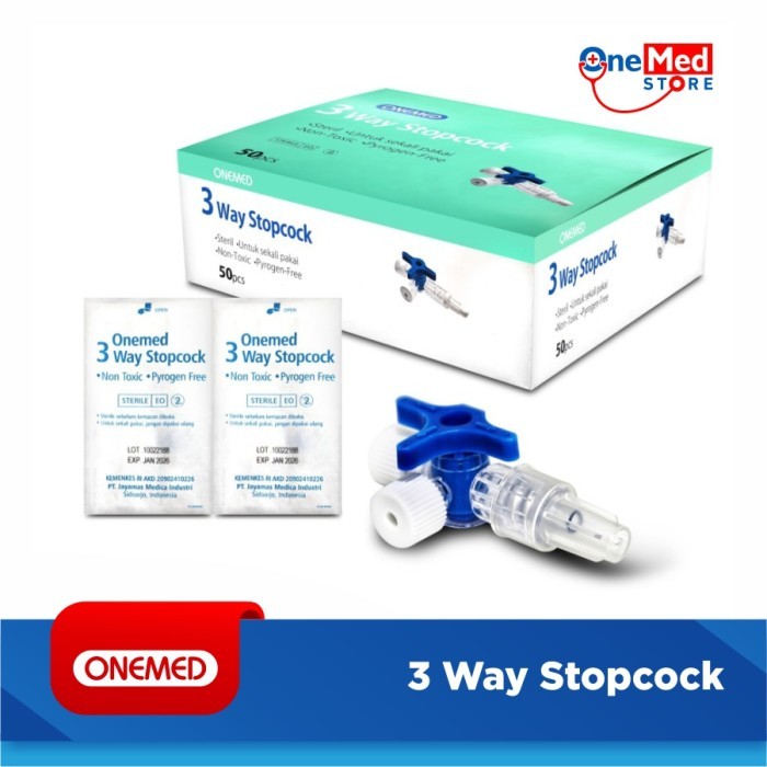 Jual Three Way Stopcock Infus Konetor OneMed- 3 Way Stopcock with tube ...