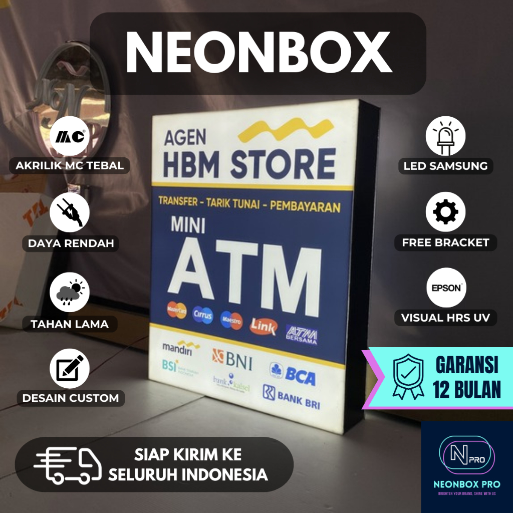 Jual NEONBOX MINI ATM CUSTOM PREMIUM Full Akrilik Tebal 1 / 2 Sisi ...