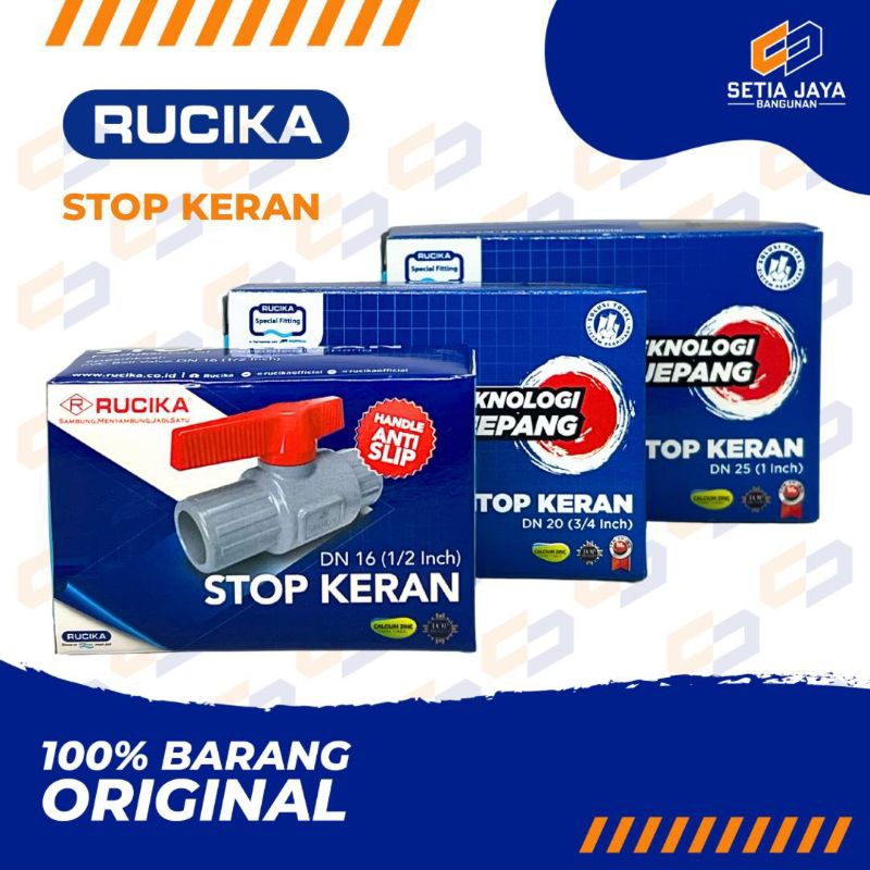 Jual Stop Kran / Keran / Ball Valve Rucika PVC Polos 1/2 / 3/4 / 1 Inch | Shopee Indonesia