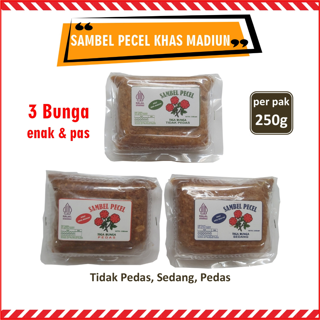 Jual SAMBEL PECEL KHAS KOTA MADIUN CAP TIGA BUNGA 250 gr ENAK & PAS ...