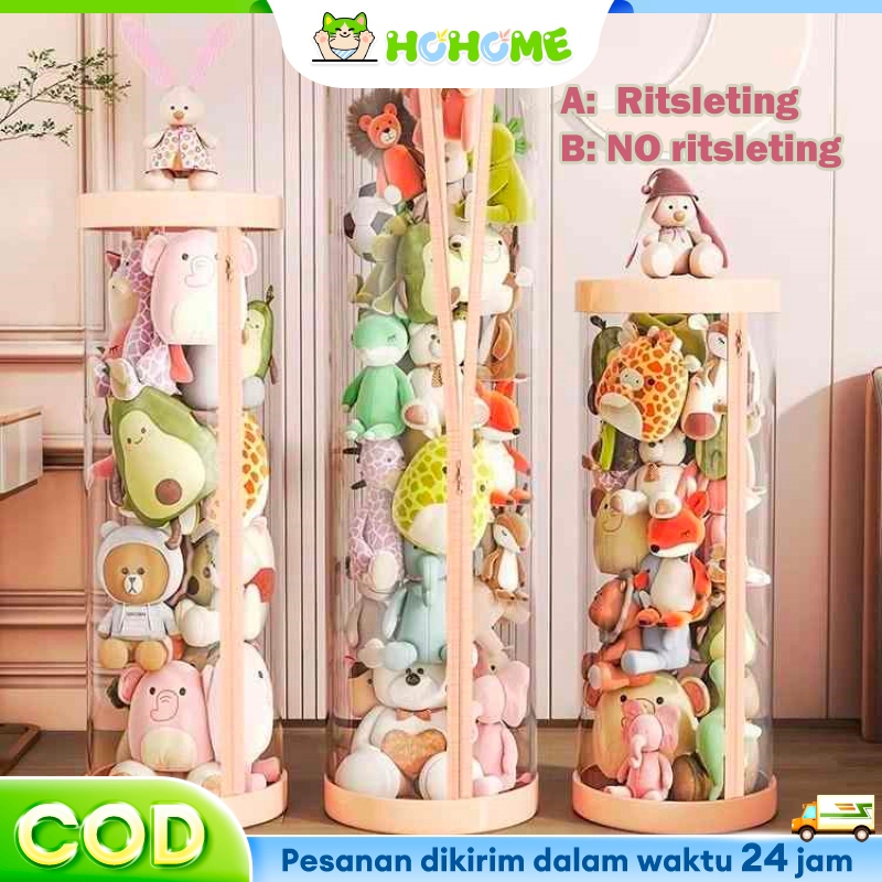 Jual HOHome Doll Houses Ritsleting Lucu Doll Storage Bucket Transparan ...