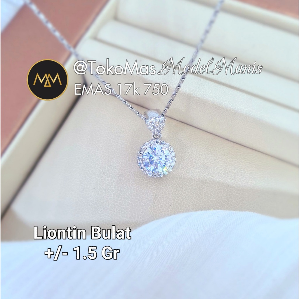 Jual Liontin fashion diamond looks bulat emas putih dan rosegold 750 ...