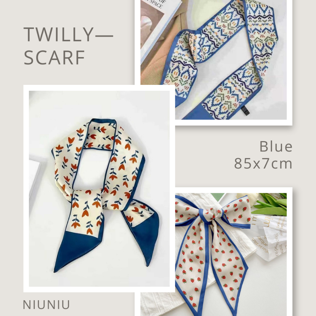 Jual Twilly Scarf/Scarf Tas/Pita Rambut Wanita/Motif Biru | Shopee ...