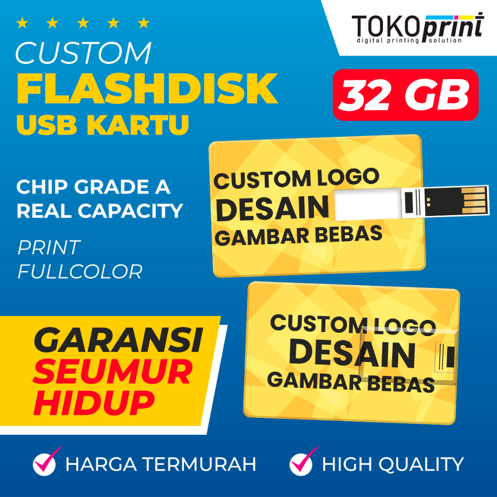 Jual Custom Print USB flash Disk 32GB | FLASHDISK KARTU | ID Card ...