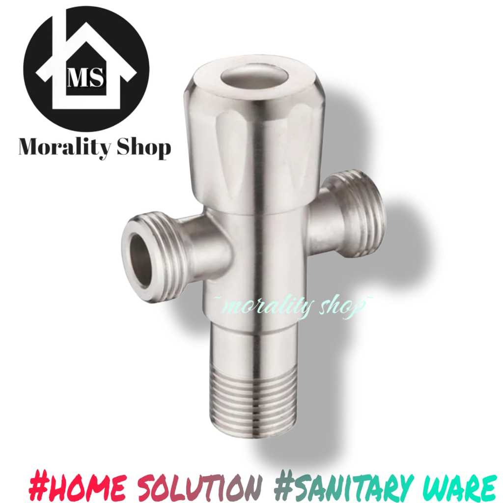 Jual Stop Kran Stainless 304 cabang Tee fv08 - Kran Shower T double sambungan kloset dan shower ...