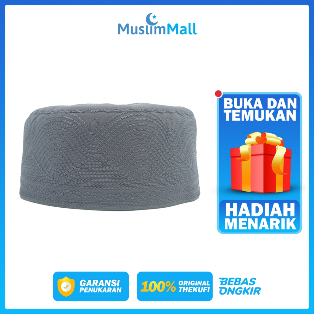 Jual Peci Bordir Madinah Warna Abu-abu Tua Kopiah Songkok Haji Madinah - The Kufi | Shopee Indonesia