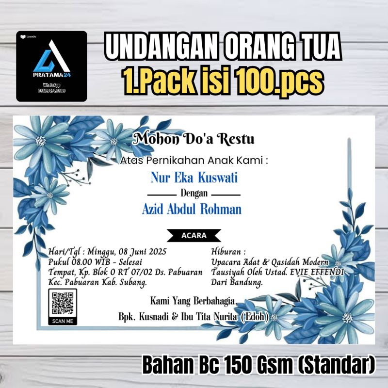 Jual Undangan pernikahan untuk orang tua ukuran minimalis/kopi/Masako ...