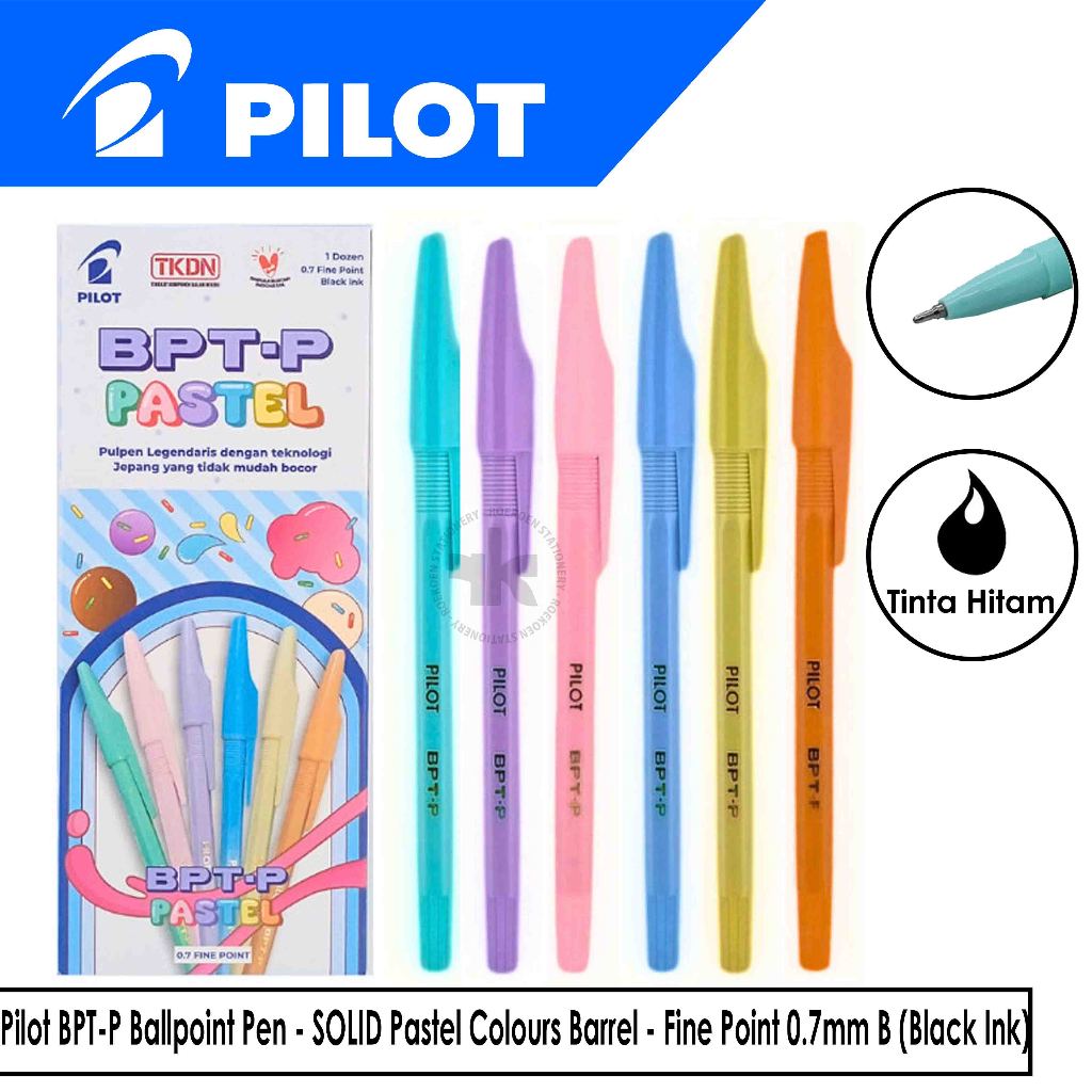 Jual Pilot BPT-P Ballpoint Pen - SOLID Pastel Colours Barrel - Fine ...