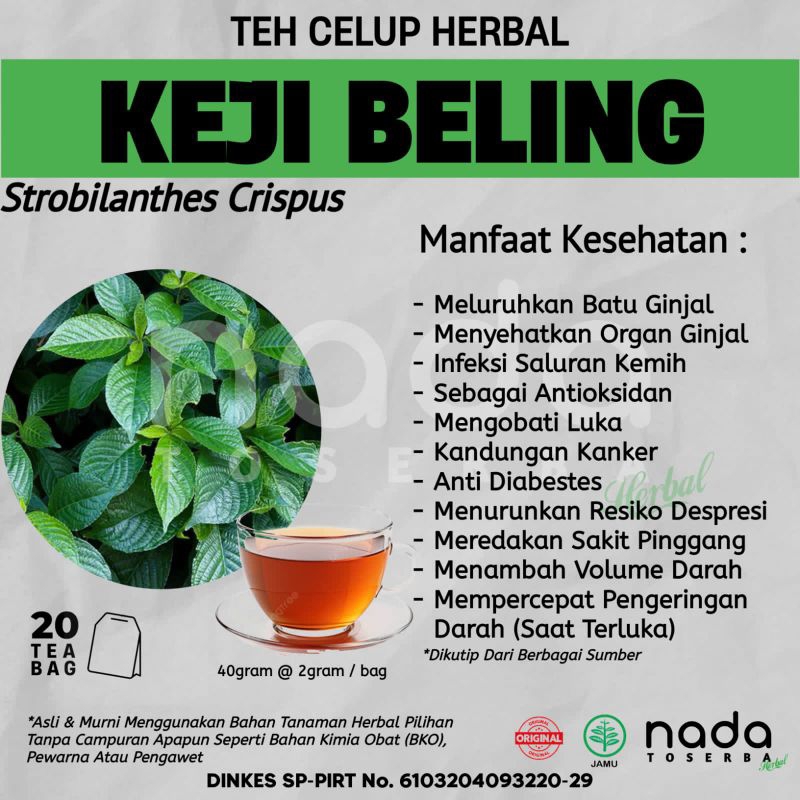 Jual Teh Celup Herbal KEJI BELING Isi 20 Tea Bag | ISK, Batu Ginjal Dan ...