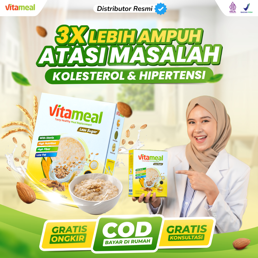 Jual Vitameal Less Sugar - Sereal Sehat Rendah Gula Efektif Turunkan Gula Darah Cegah kolesterol ...