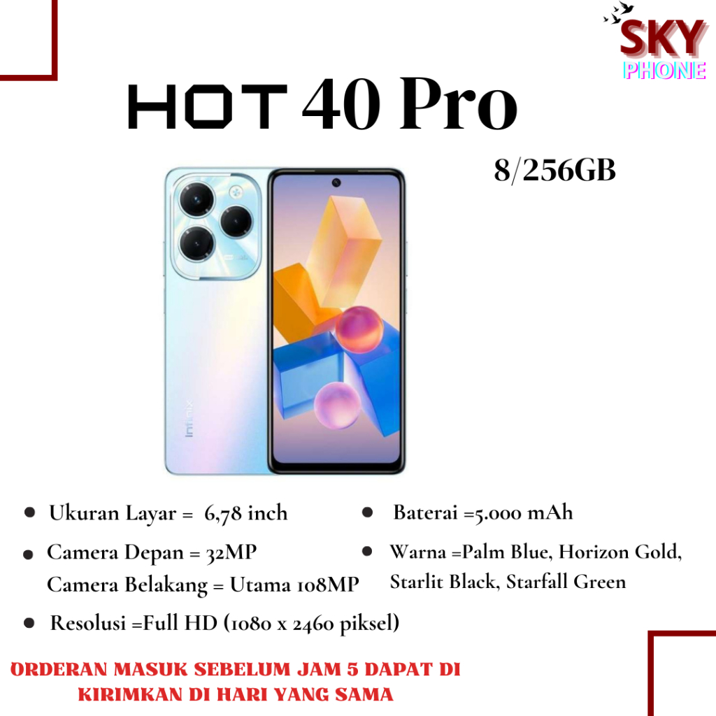 Jual infinix HOT 40 Pro 8/256GB Operating System XOS 13.5 Batery ...