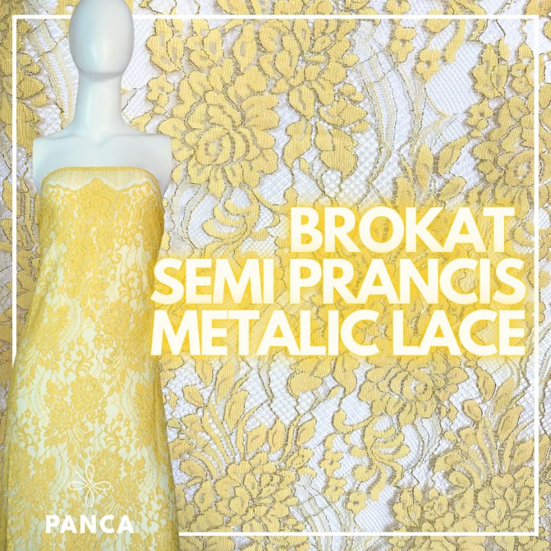 Jual Kain Brokat Semi Perancis Premium – Brokat Metallic Lace Mewah ...