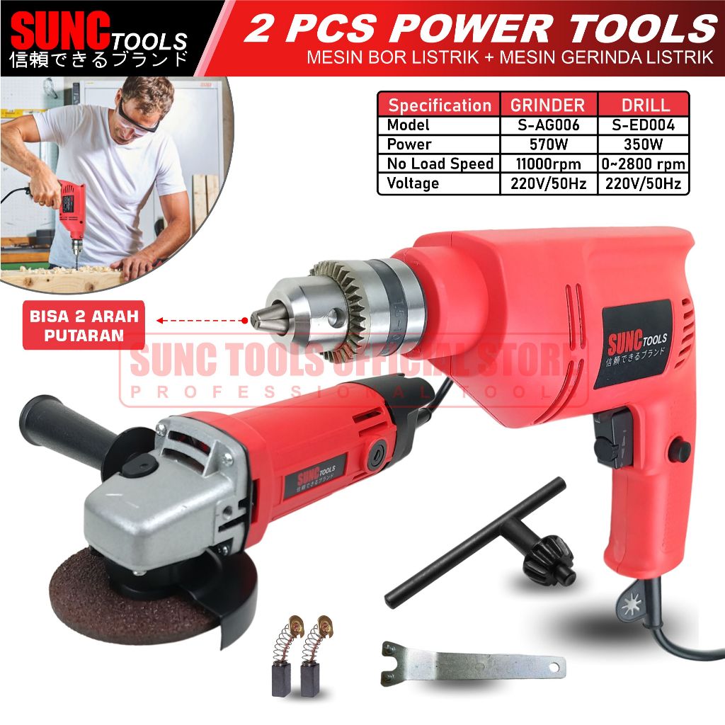Jual SUNC TOOLS Paket Mesin Gerinda Listrik + Mesin Bor Listrik 10mm ...